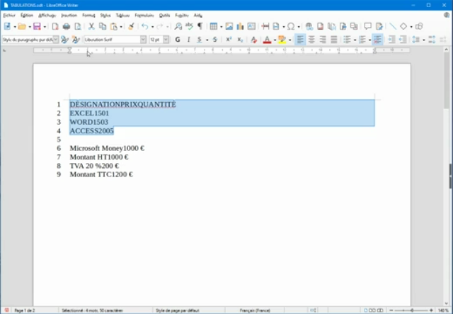 Pod - PIX - 3.1 DEVELOPPER DES DOCUMENTS TEXTUELS - Writer Tabulations